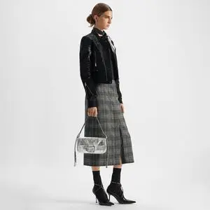 Fendi Baguette® 26424 Crackled Silver Leather Bag